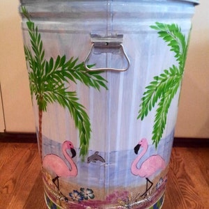 Hand Painted Trash/garbage Can - 30 Gallon Beach Life, Palms, Beach ...