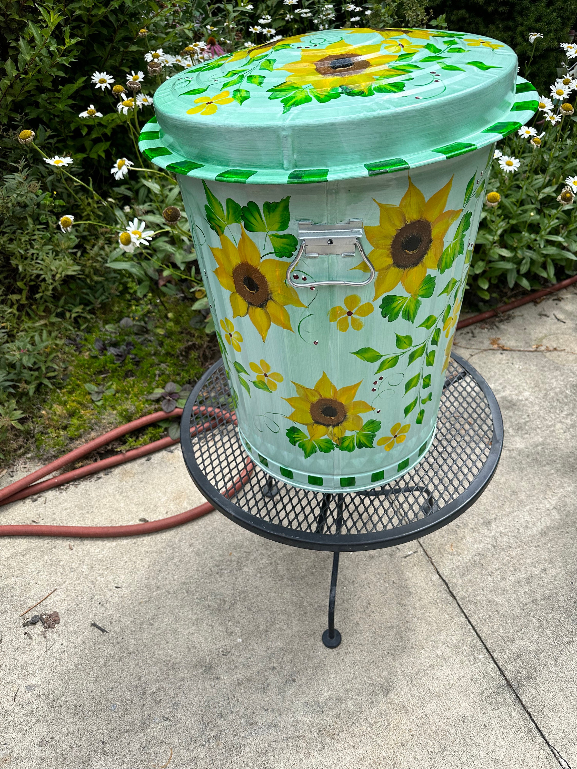 Hand Painted Trash/garbage Can 20 Gallon Light Hunter Wash, Bright ...