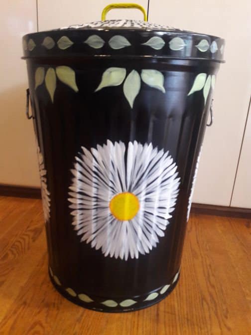 Hand Painted Trash/garbage Can 20 Gallon Pure Black With - Etsy