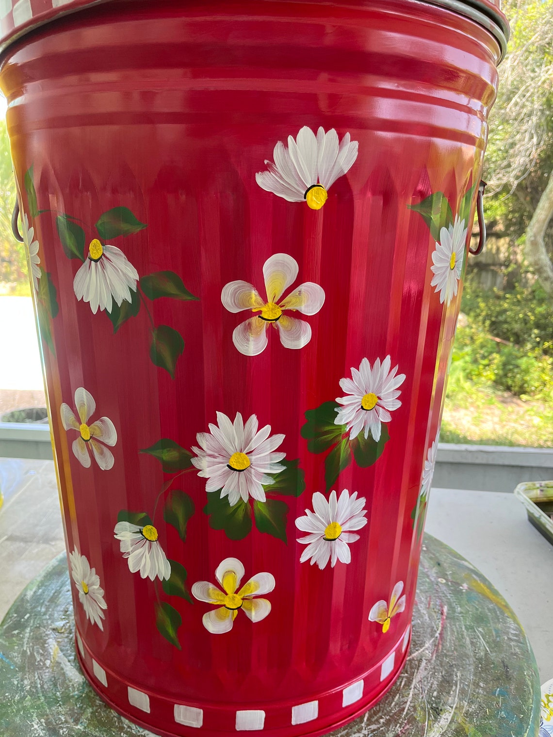 Hand Painted Trash/garbage Can Hand Painted Trash/garbage Can 20 Gallon ...