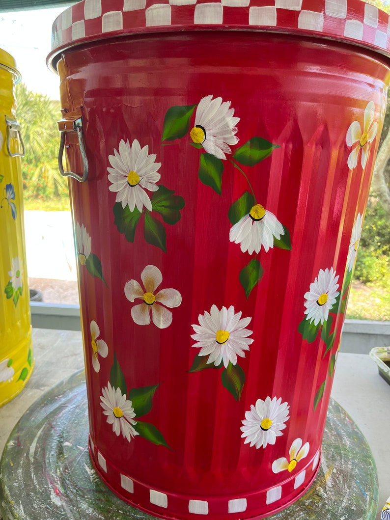 Hand Painted Trash/garbage Can - Hand Painted Trash/garbage Can - 20 ...