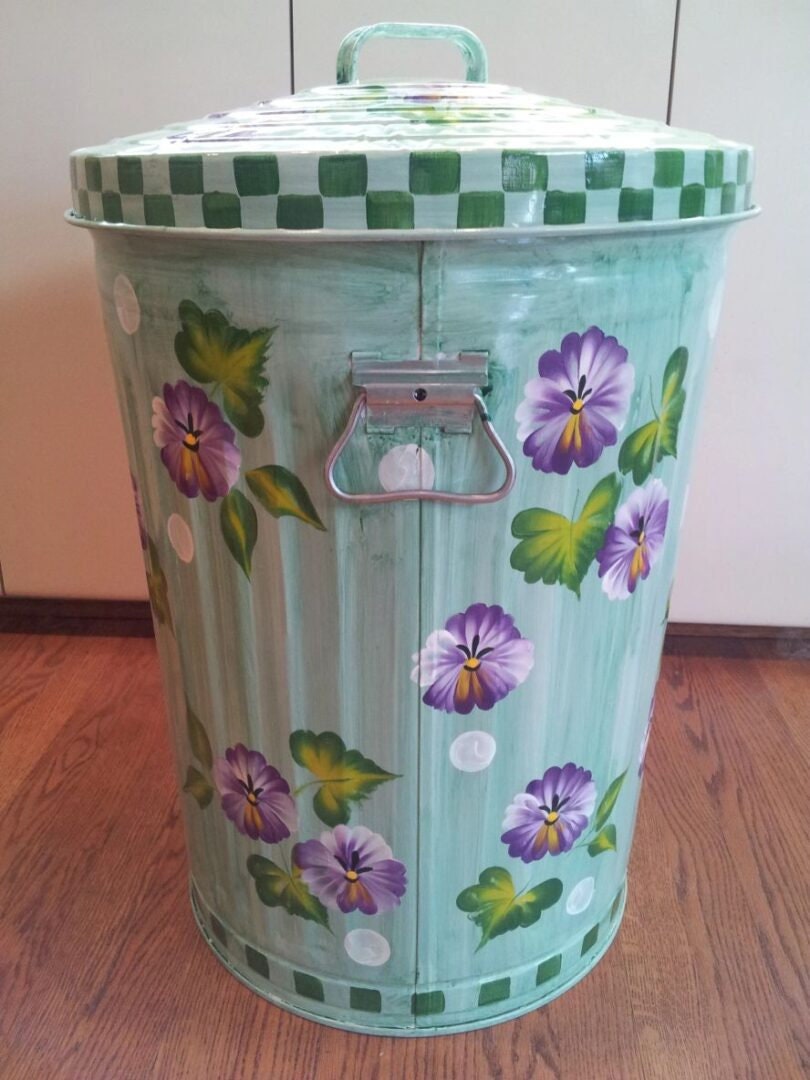 20 Gallon Hunter Wash, Purple/white Pansies, Greenery, Green Checked ...