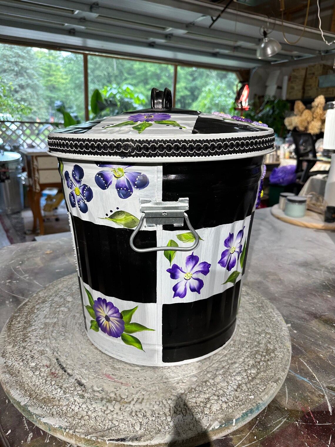Hand Painted Trash/garbage Can - 10 Gallon - Etsy