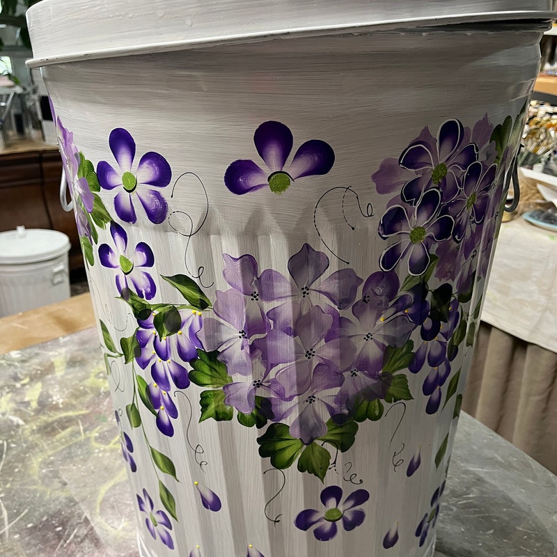 Painted Trash Can - Etsy