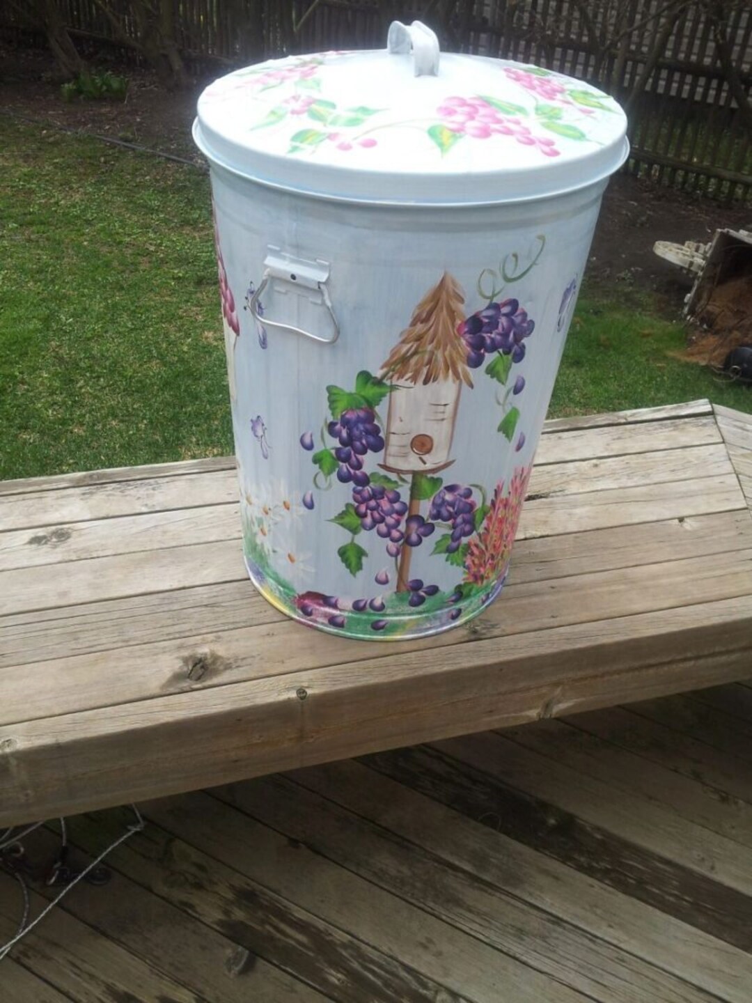Hand Painted Trash/garbage Can 20 Gallon Garden and - Etsy