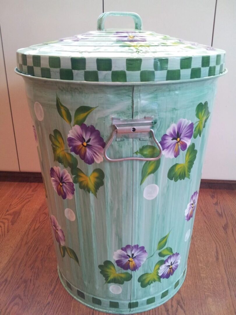 20 Gallon Hunter Wash, Purple/white Pansies, Greenery, Green Checked ...