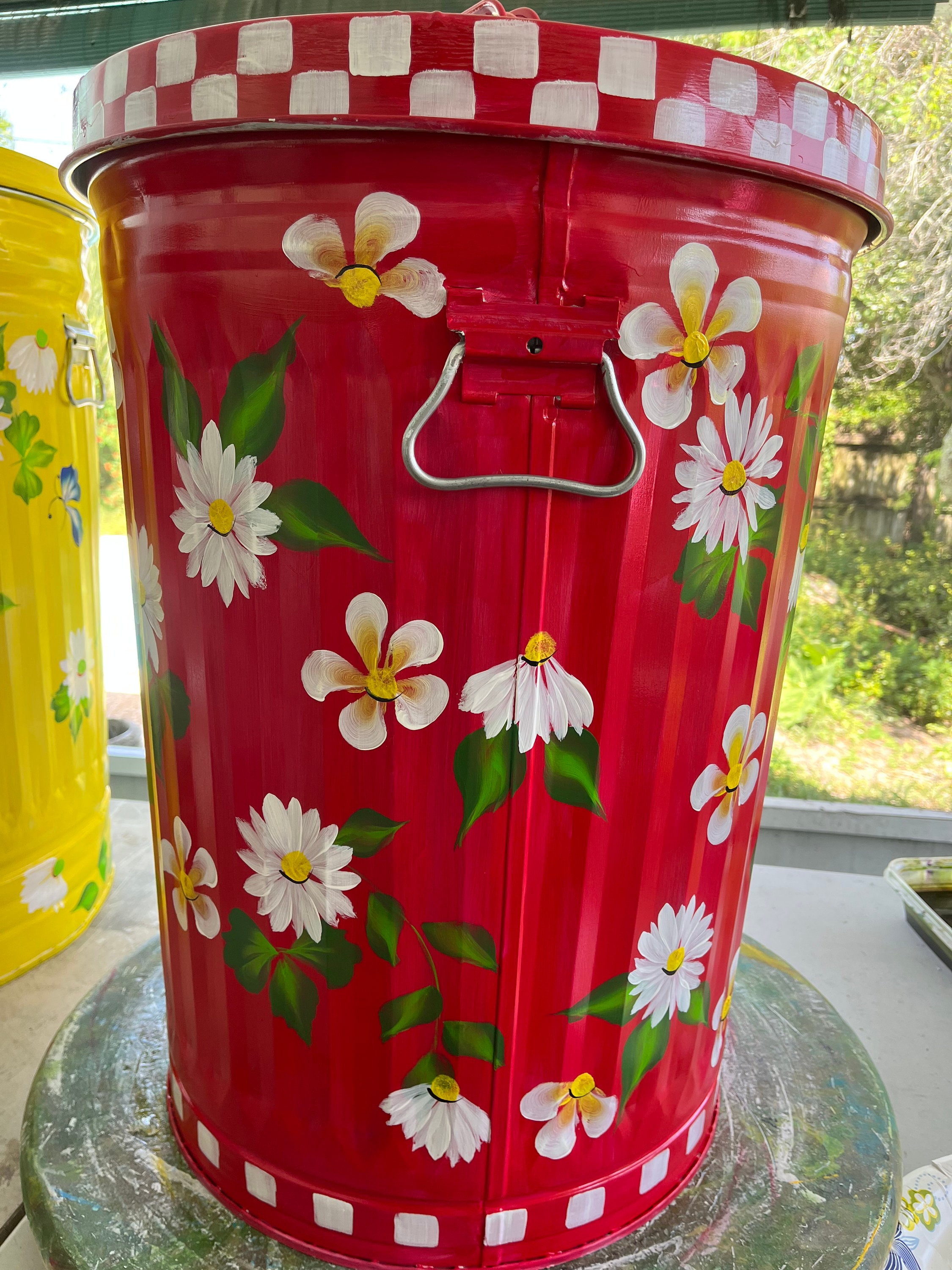 Hand Painted Trash/garbage Can - Hand Painted Trash/garbage Can - 20 ...