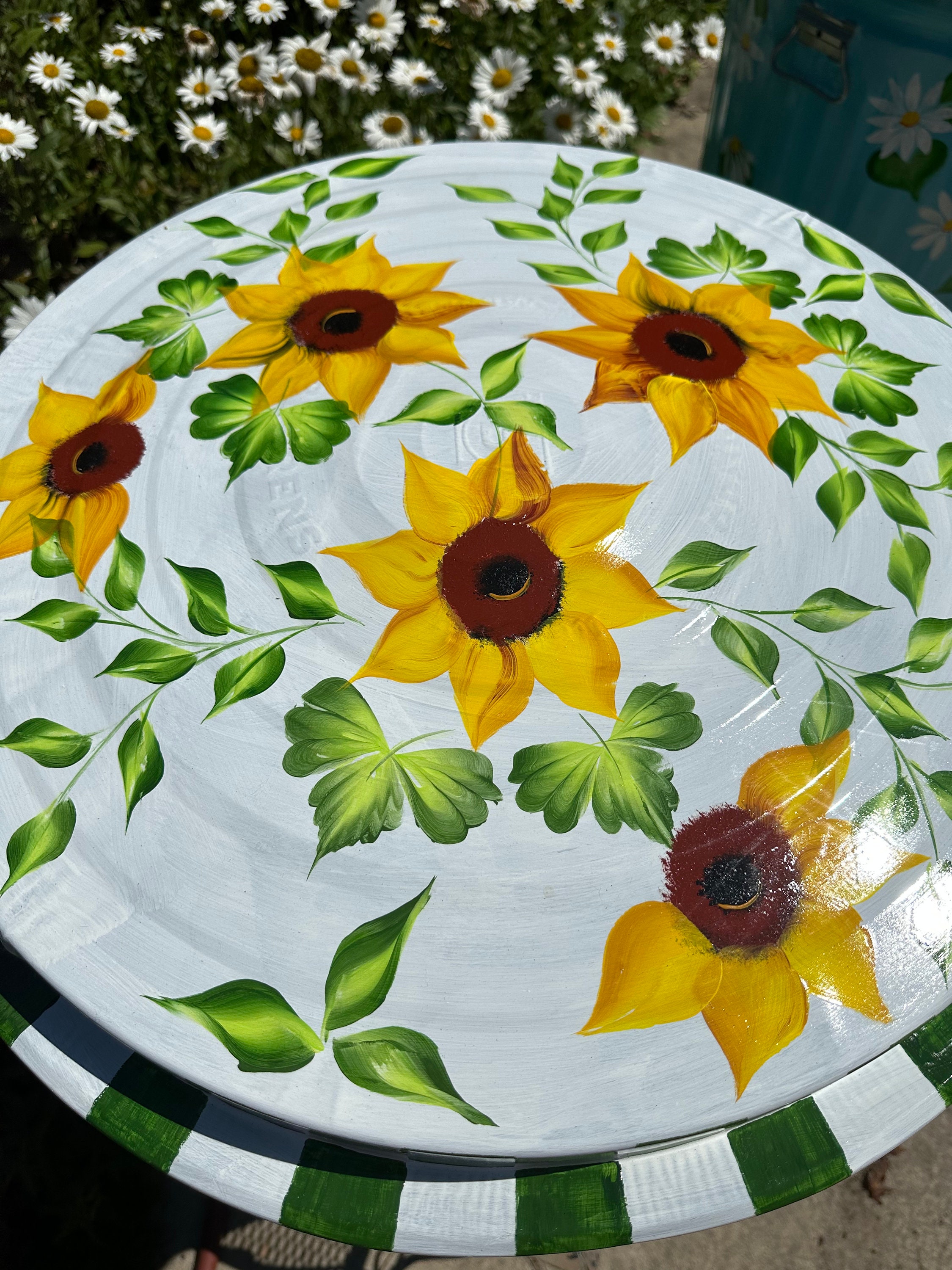 Hand Painted Trash/garbage Can - 30 Gallon - Bright White With ...