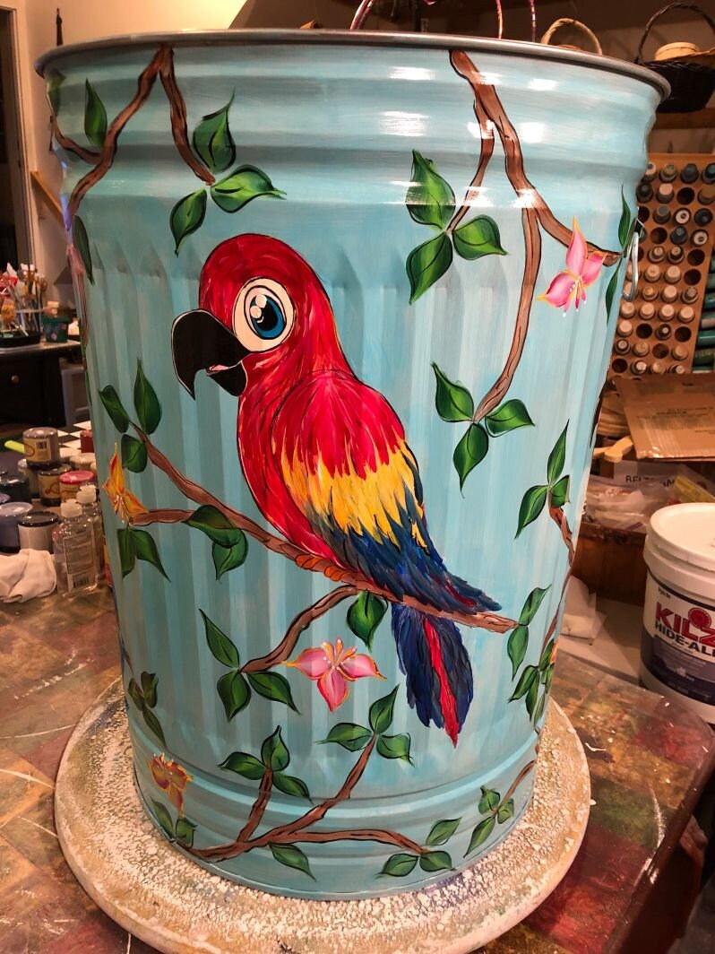 30 Gallon Carib. Blue W/macaws Bright Colors - Etsy