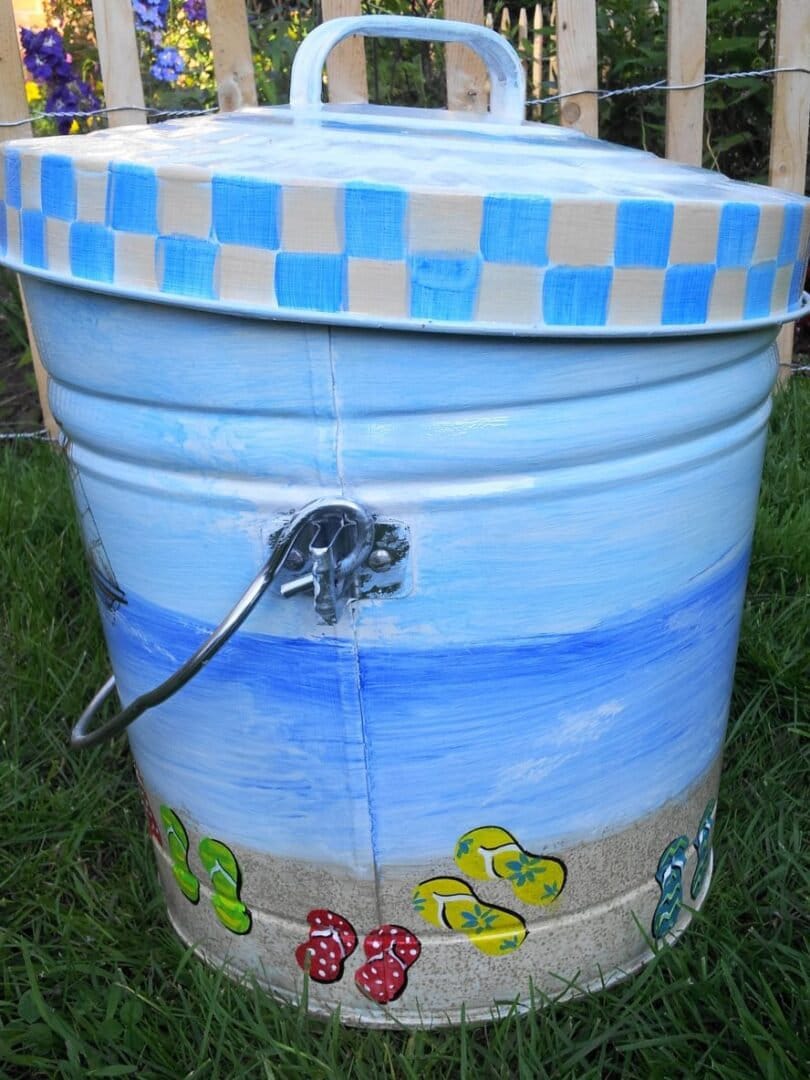 Hand Painted Trash/garbage Can - 6 Gallon Beach, Flip Flops, Ship ...