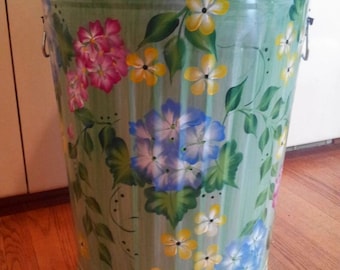 Hand Painted Trash Can Nautical 30 Gallon - Etsy