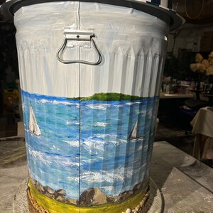 Hand Painted Trash Can - Nautical - 30 Gallon - Etsy