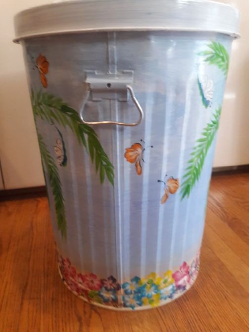 Hand Painted Trash/garbage Can - 20 Gallon Beach With Palm Trees ...