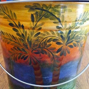Hand Painted Trash/garbage Can - 10 Gallon Southern Sun Set, Water ...