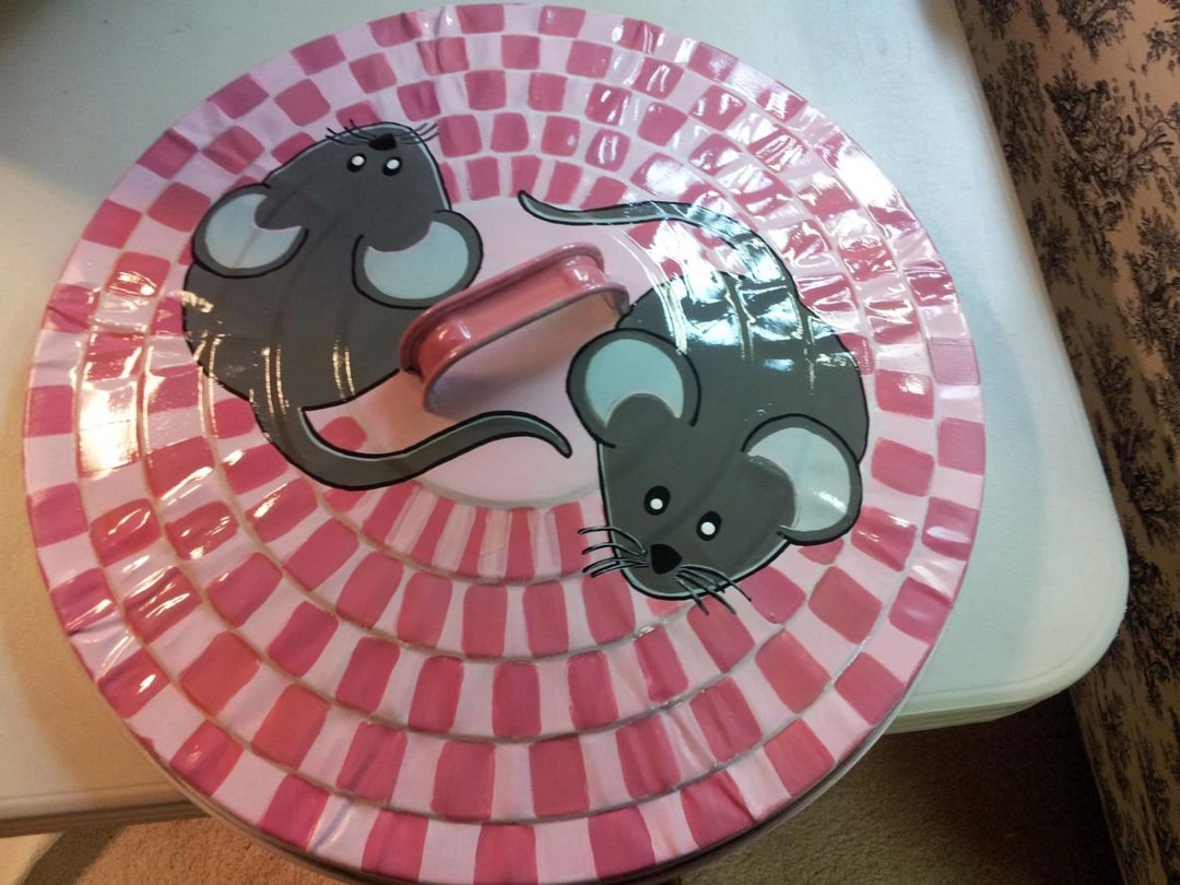 Hand Painted Trash/garbage Can 20 Gallon Large Checks W/large Mice ...