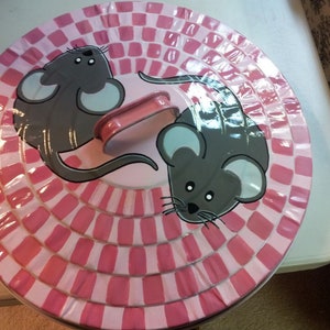 Hand Painted Trash/garbage Can - 20 Gallon Large Checks W/large Mice ...