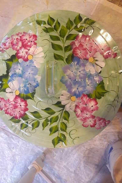Hand Painted Trash/garbage Can 20 Gallon Light Green Wash, Lavender ...