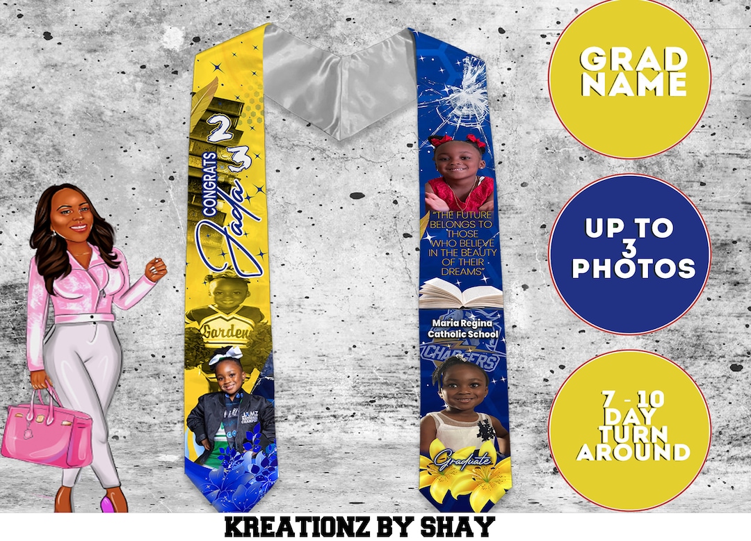 Graduation Stole Blue N Yellow Glass - Etsy