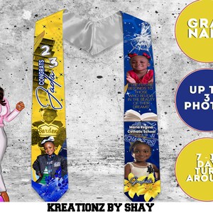 Graduation Stole Blue N Yellow Glass - Etsy