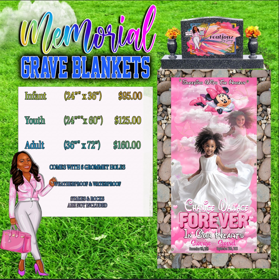 Minnie Memorial Grave Blanket, Grave Marker, Home Going, Memorial ...