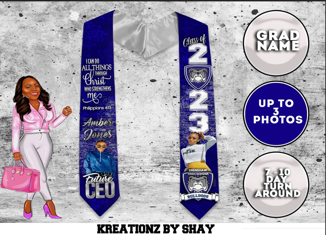 Custom Royal Blue Scripture Graduation Stole - Etsy