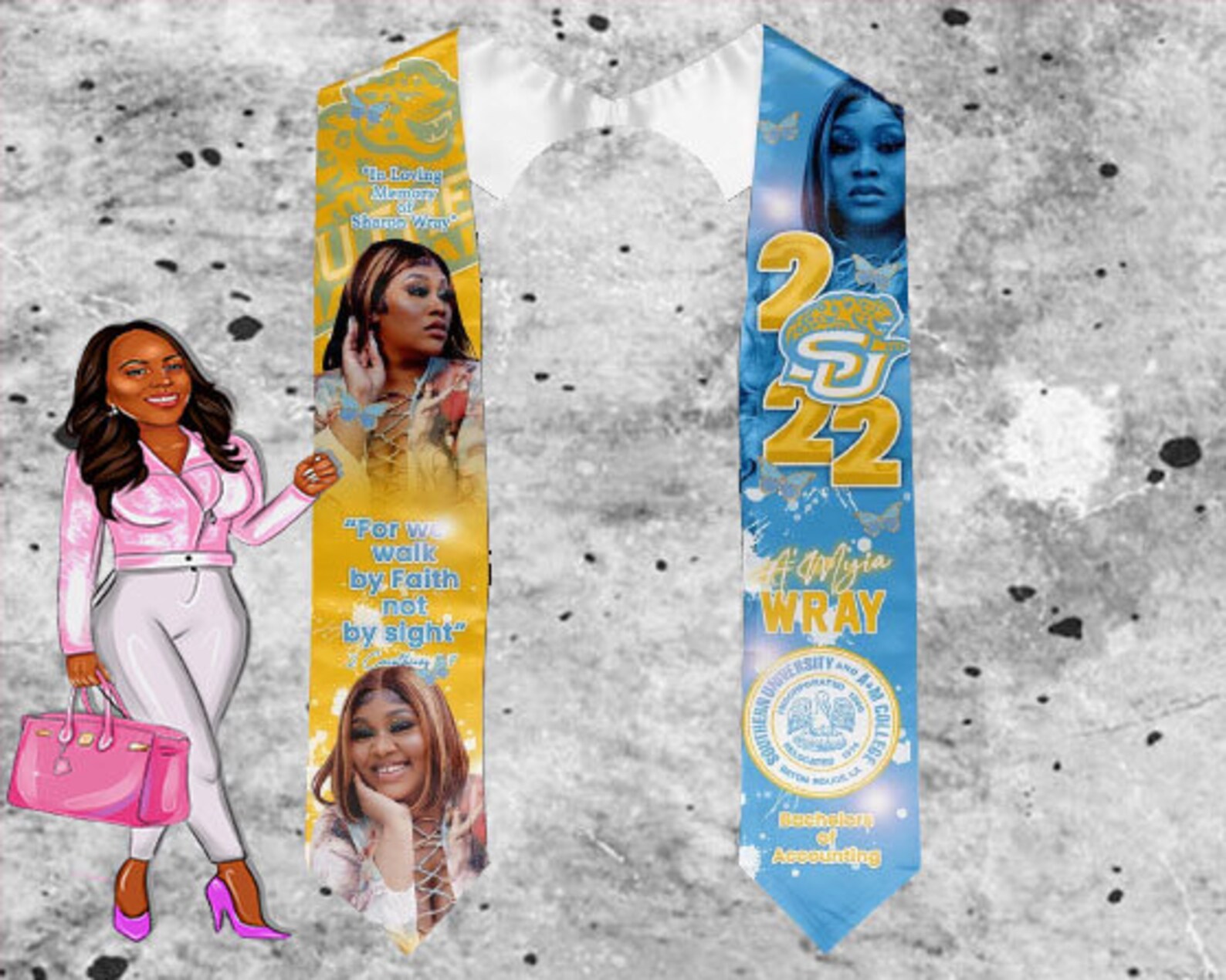 Graduation Stole Powder Blue N Yellow - Etsy