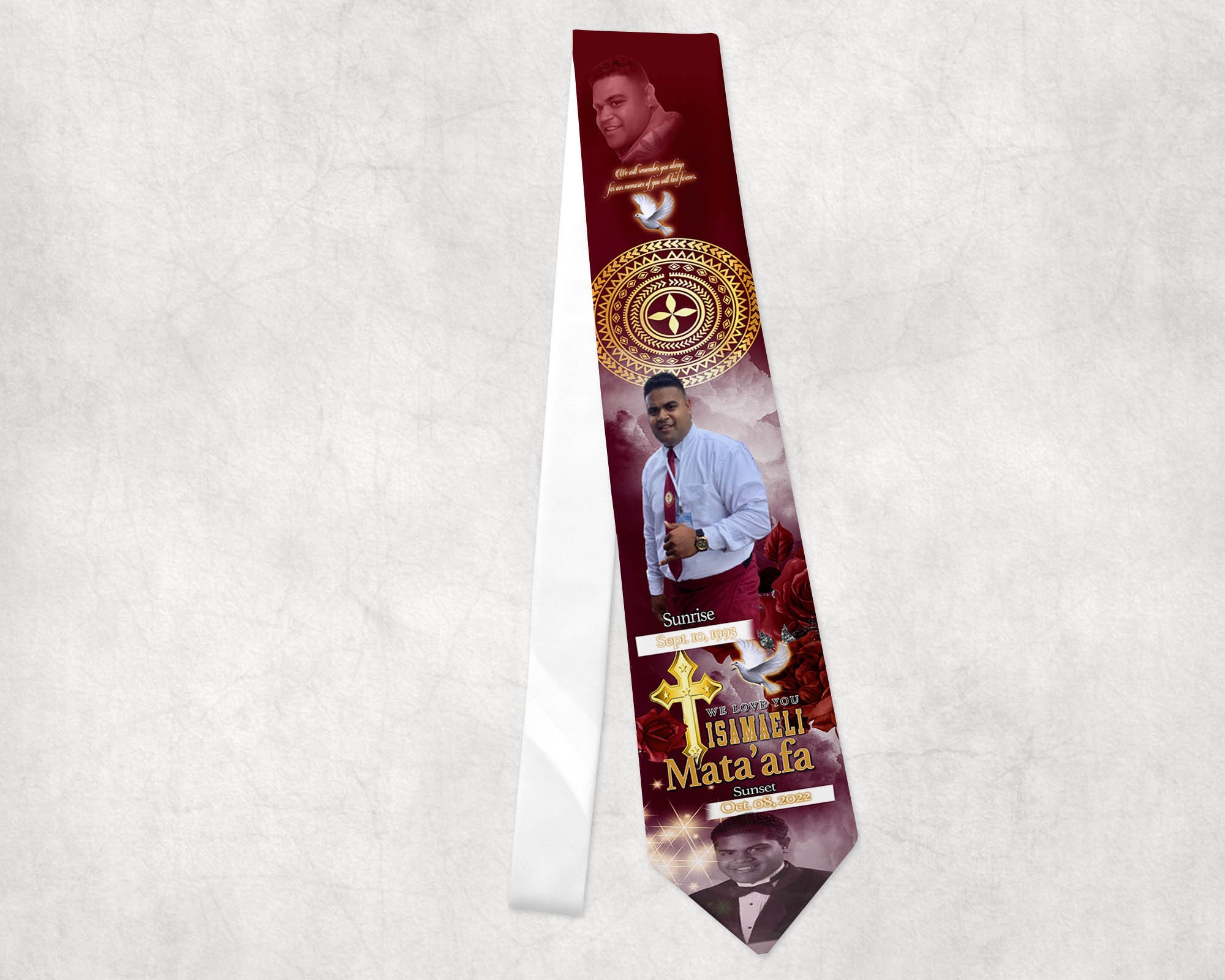 Memorial Ties, Burgundy and Gold Tie, Personalized Photo Ties, in ...