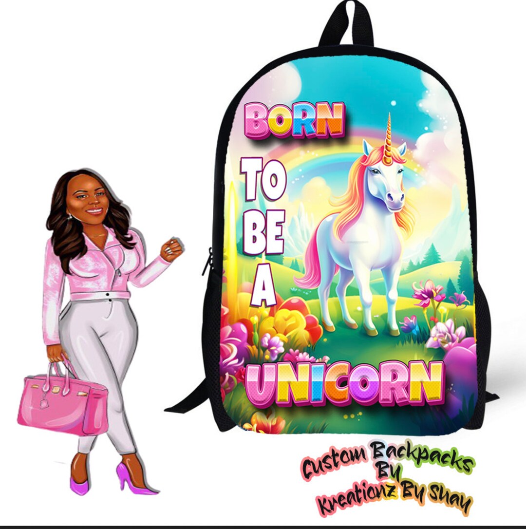 Personalized Backpack Born to Be A Unicorn Custom Backpack for Kids ...