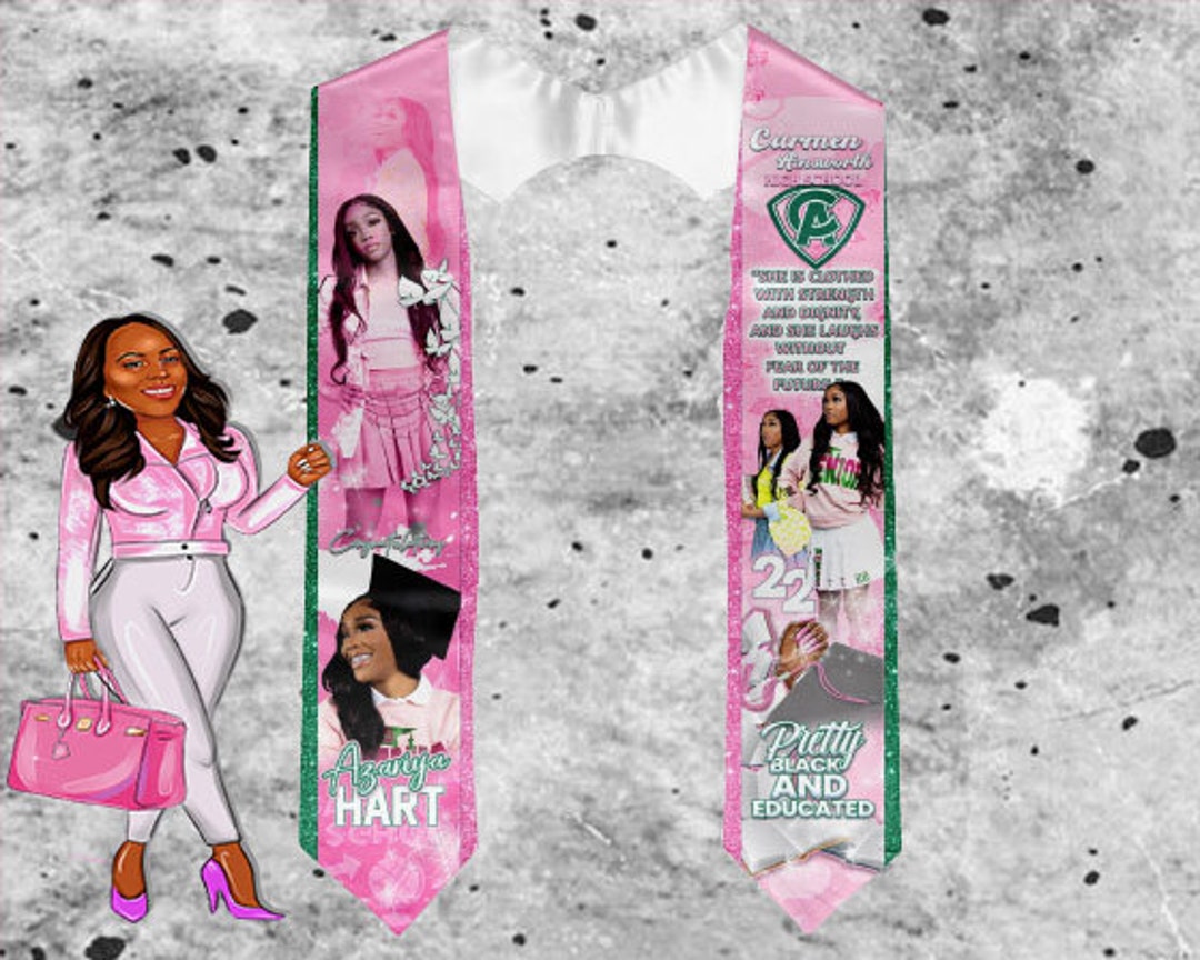 Graduation Stole Pretty Black N Educated Green - Etsy