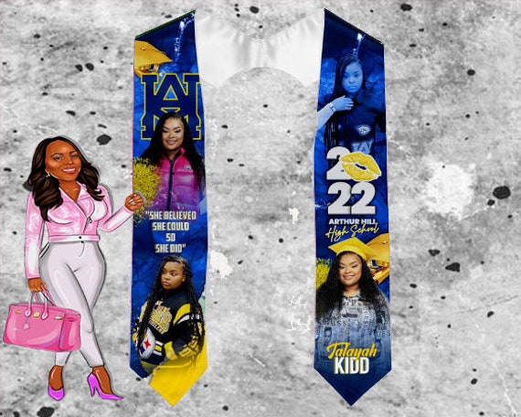 Graduation Stole Blue N Yellow Kisses - Etsy