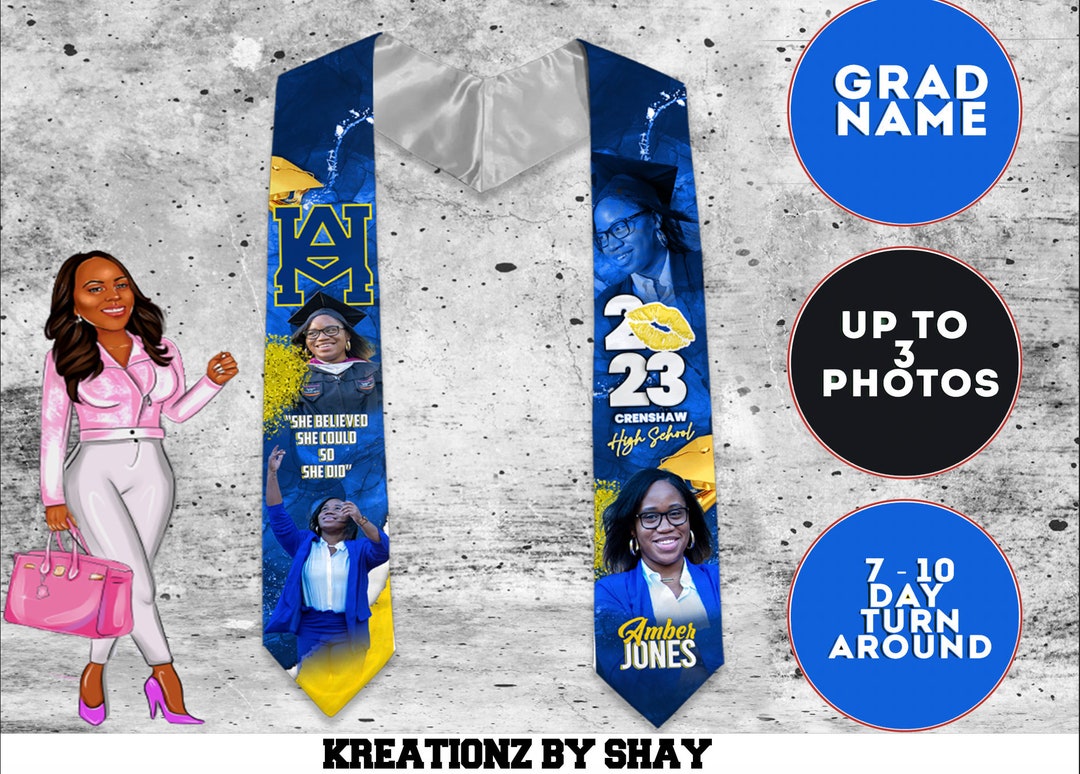 Graduation Stole Blue N Yellow Kisses - Etsy