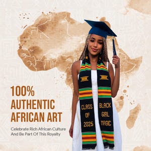 2025 Kente Stole BLACK GIRL MAGIC Sash Stoll Graduation Stole Class of ...