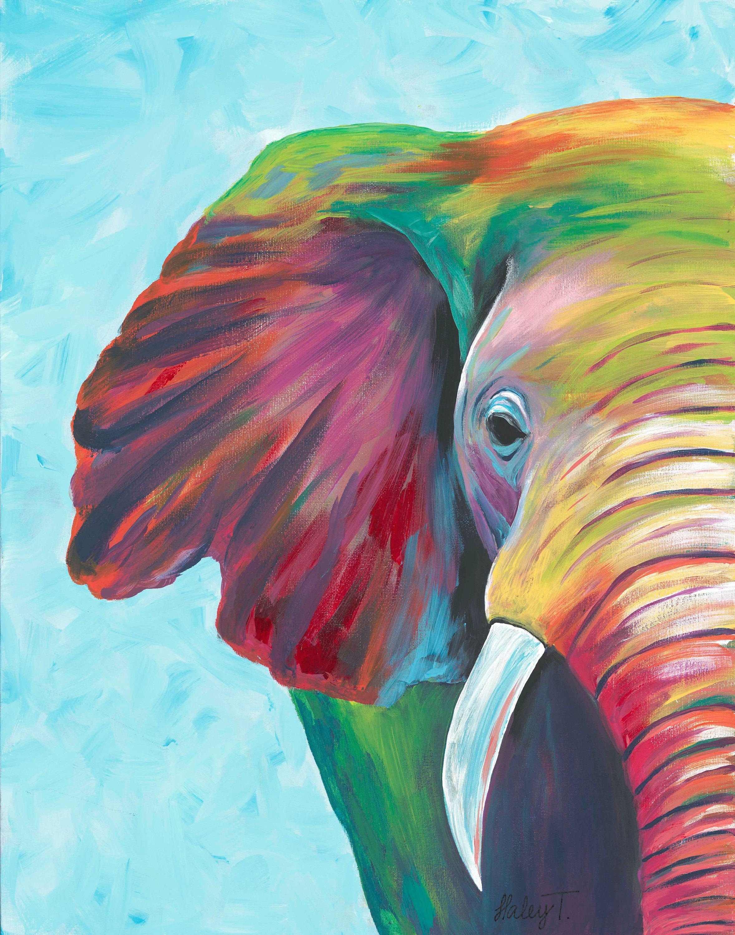 Elephant Half Face Acrlic Painting Prints - Etsy.de