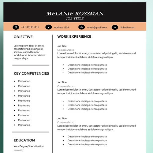 Clean and Modern Resume Template Word CV Template Cover - Etsy