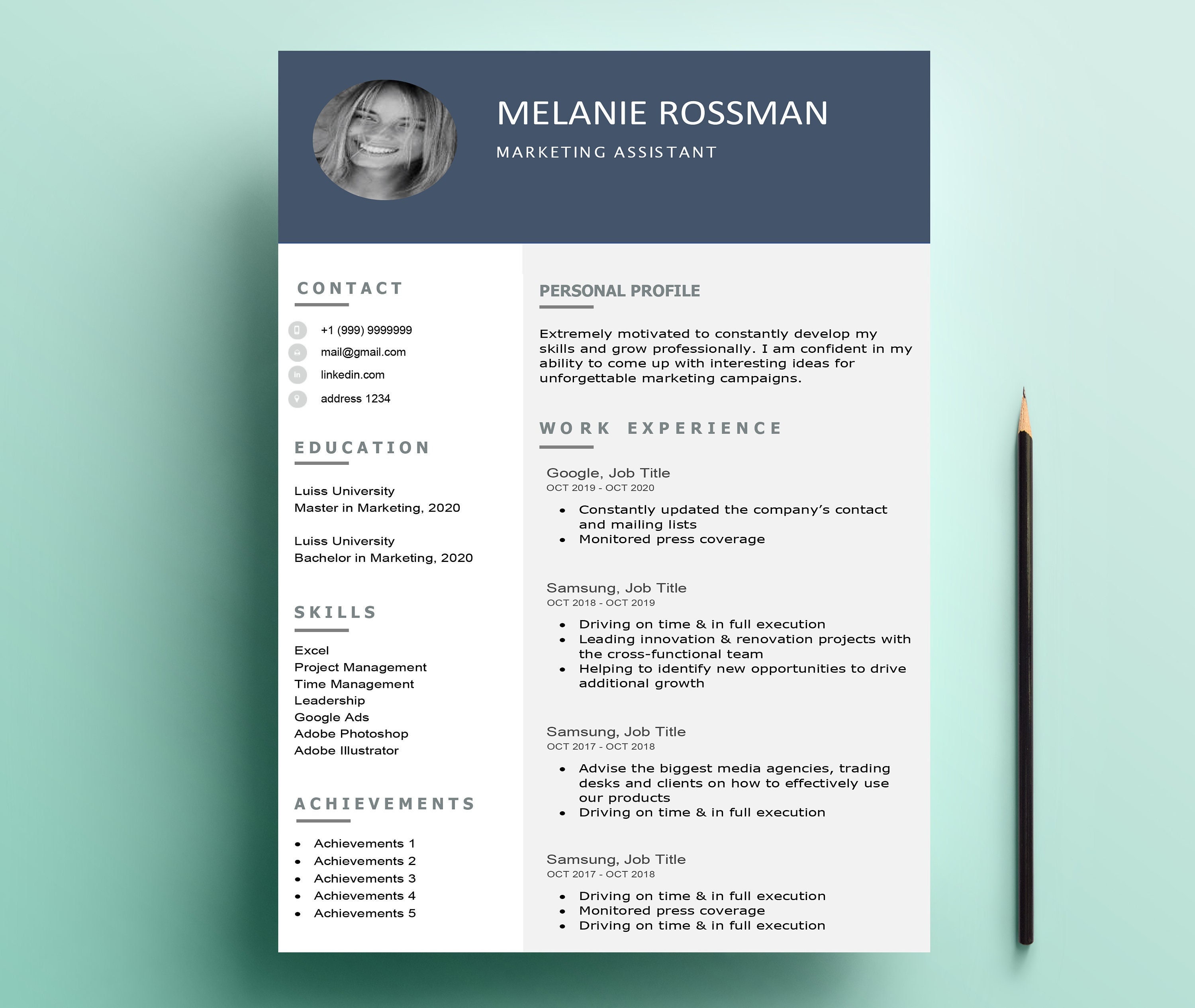 Resume Template Excel