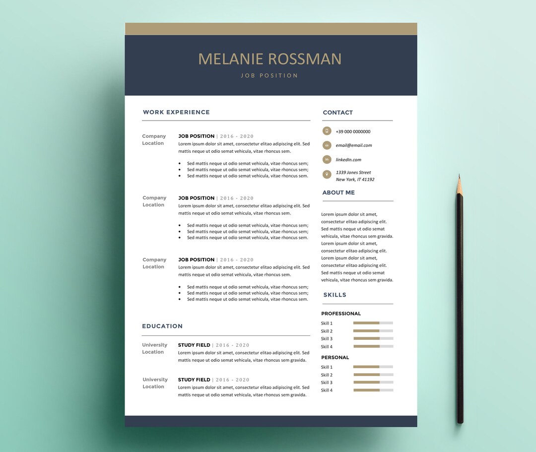 Professional and Modern Resume Template, CV Template + Cover Letter ...