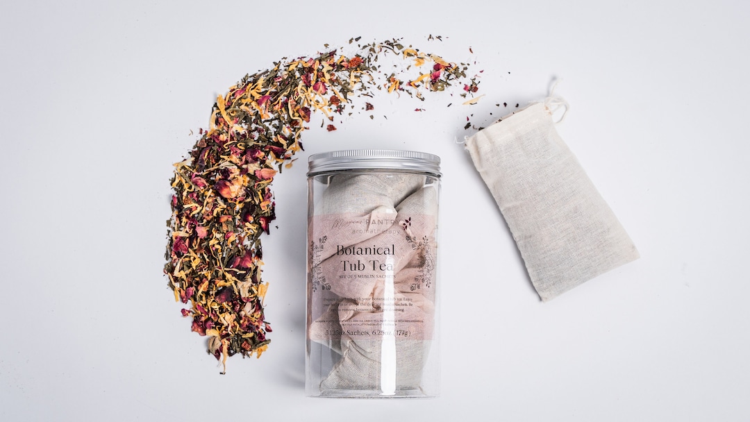Botanical Tub Tea, Bath Tea With Green Tea, Rose Hips, and Pomegranate ...