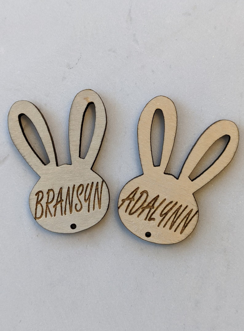 Mini Custom Bunny Tag / Customized Bunny Shaped Wood Tag / - Etsy