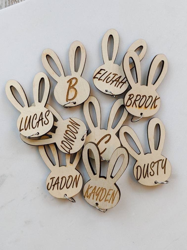 Mini Custom Bunny Tag / Customized Bunny Shaped Wood Tag / - Etsy