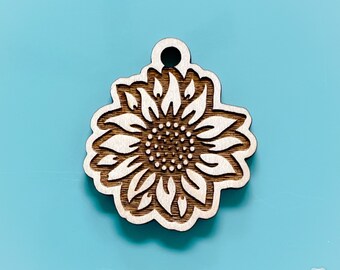 Wood Sunflower Keychain - Etsy
