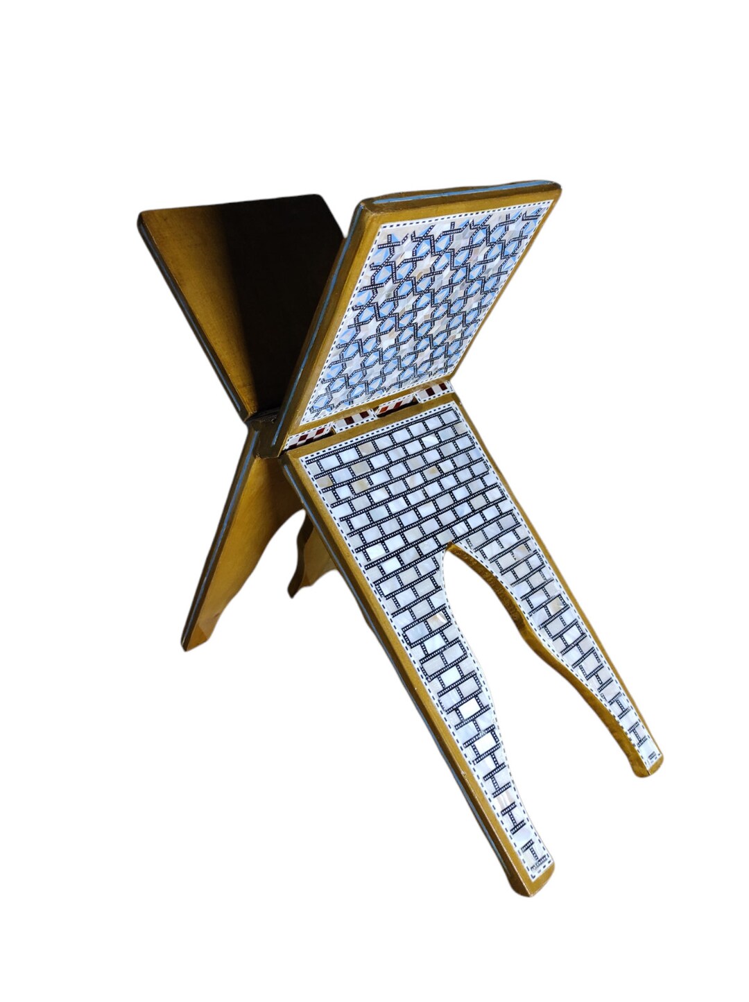 Handmade Wood Islamic Muslim Quran Holder Stand Inlaid Mother of Pearl ...