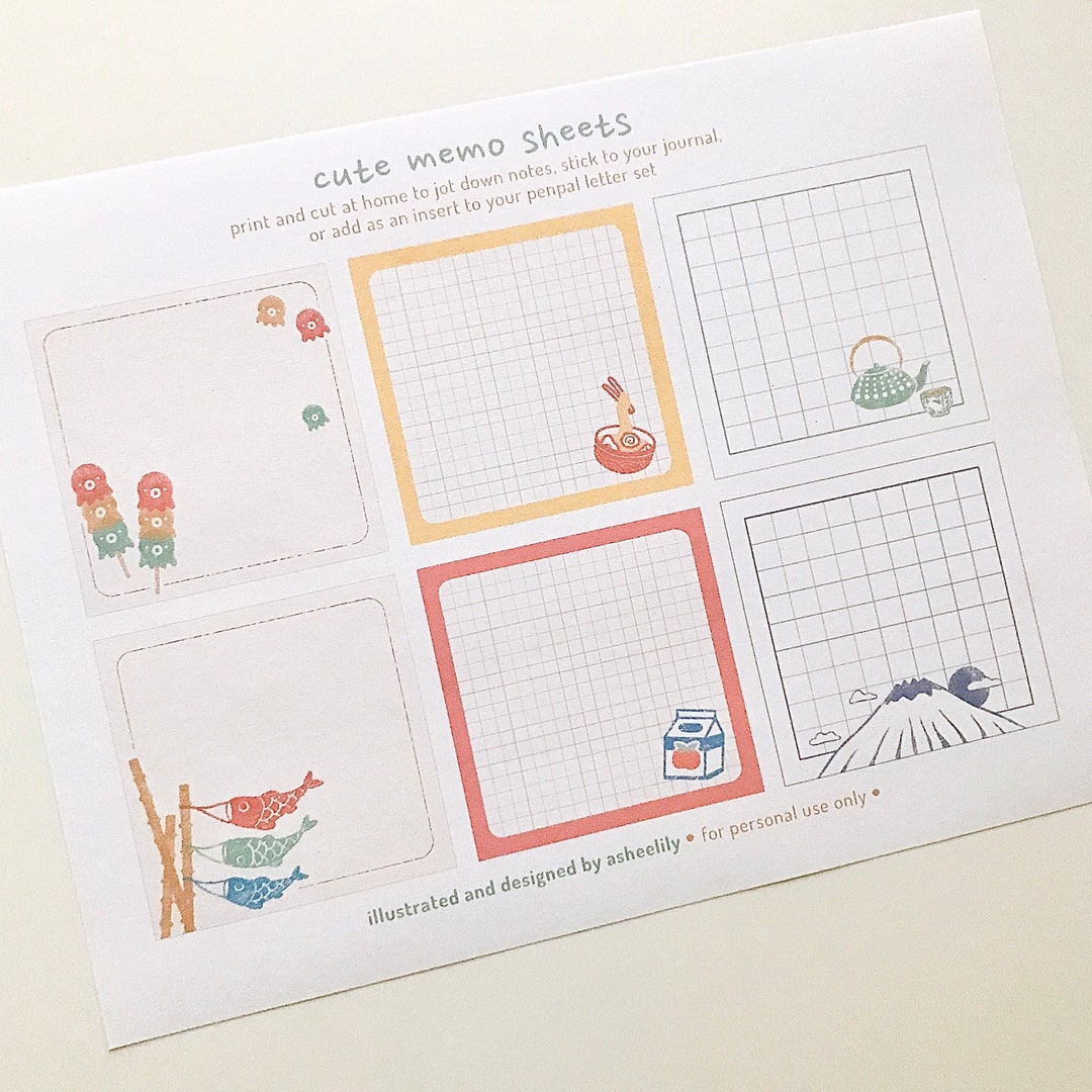 Printable: Cute Japanese Stuff Memos - Etsy