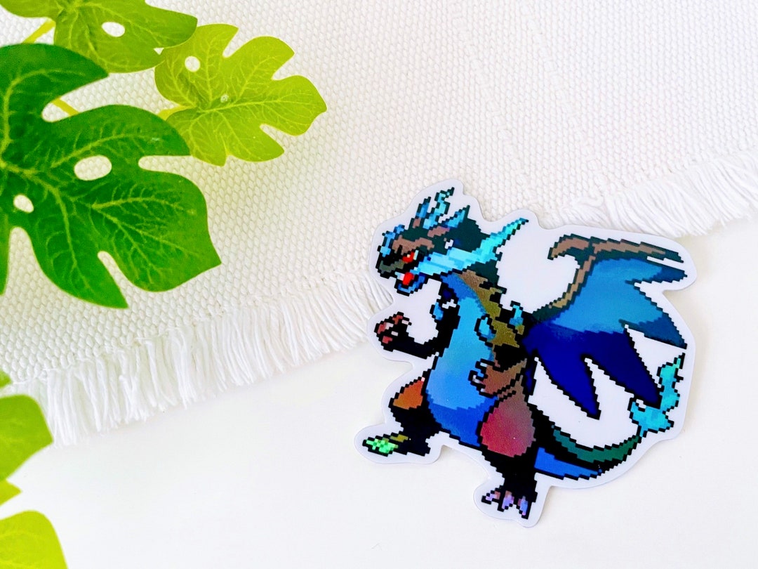 Mega Charizard X Pixel Vinyl Stickers Holographic / Pokemon - Etsy