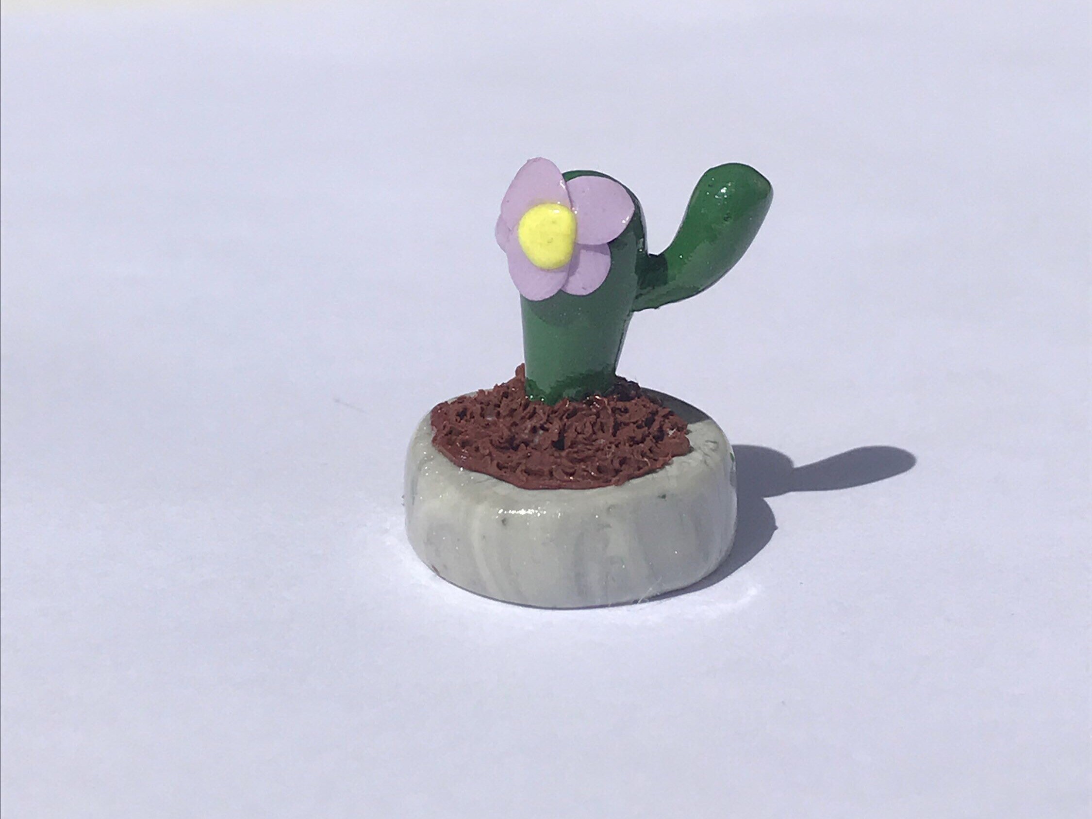 Cactus de arcilla en miniatura con flor | Etsy