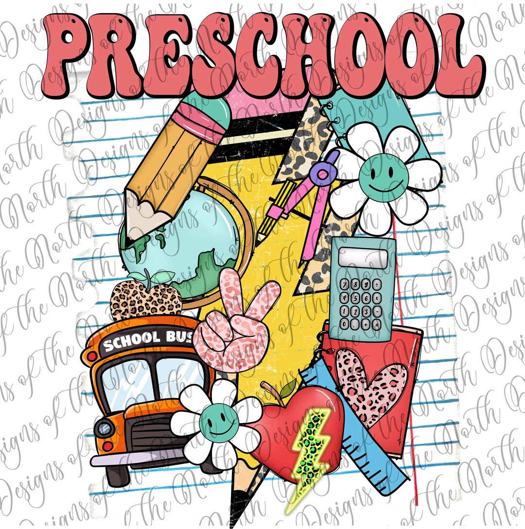 Preschool Retro Sublimation-back to School Preschool Retro Digital ...