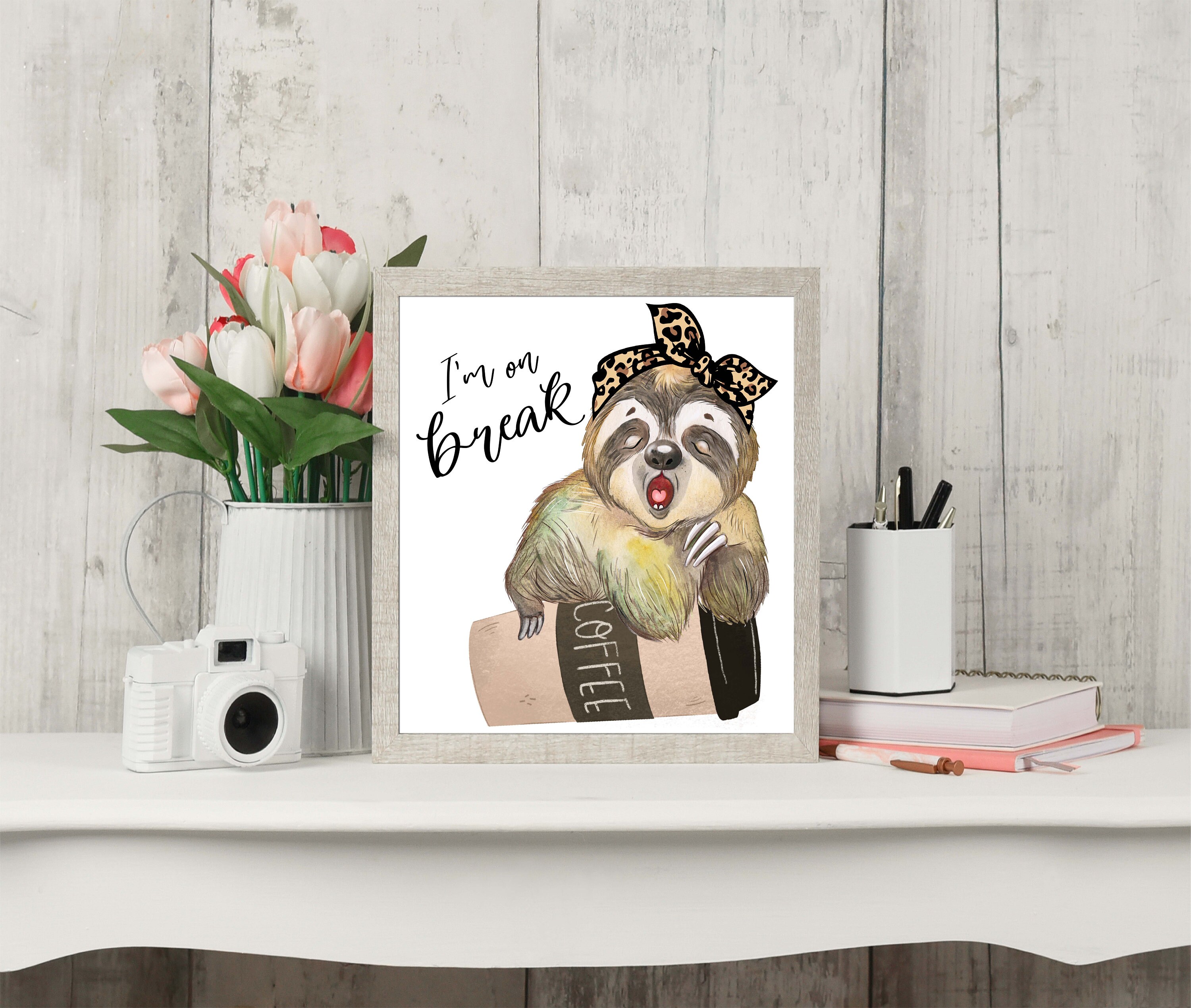 I'm on Break-i'm on Break Sloth-coffee Sloth Digital | Etsy