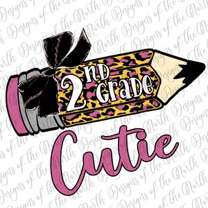2nd Grade Cutie- Grades Clipart-2nd Grade Pencil-2nd Grade Sublimation ...
