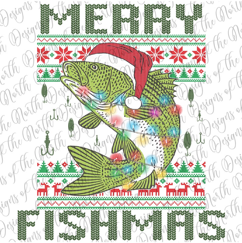 Merry Fishmas-merry Fishmas Sublimation-ugly Sweater - Etsy