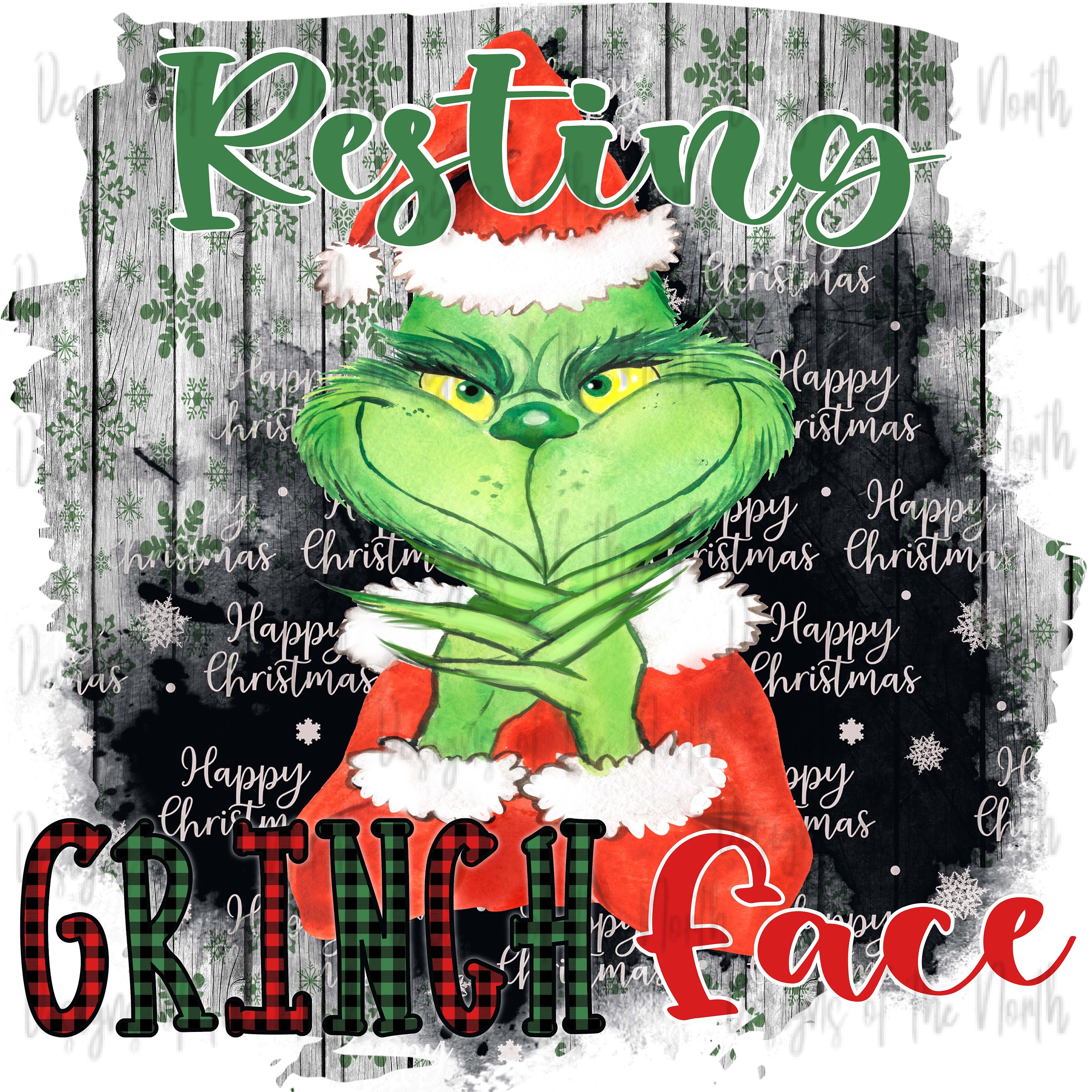 Sublimation Chriistmas Grinch-resting Grinch Face-resting Grinch Face ...