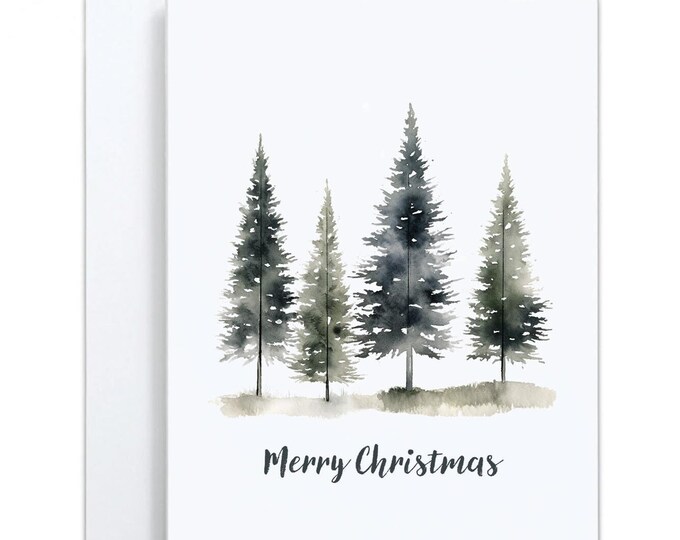 Pine Tree Note Card Set of 10 in White or Light Ivory With Matching ...